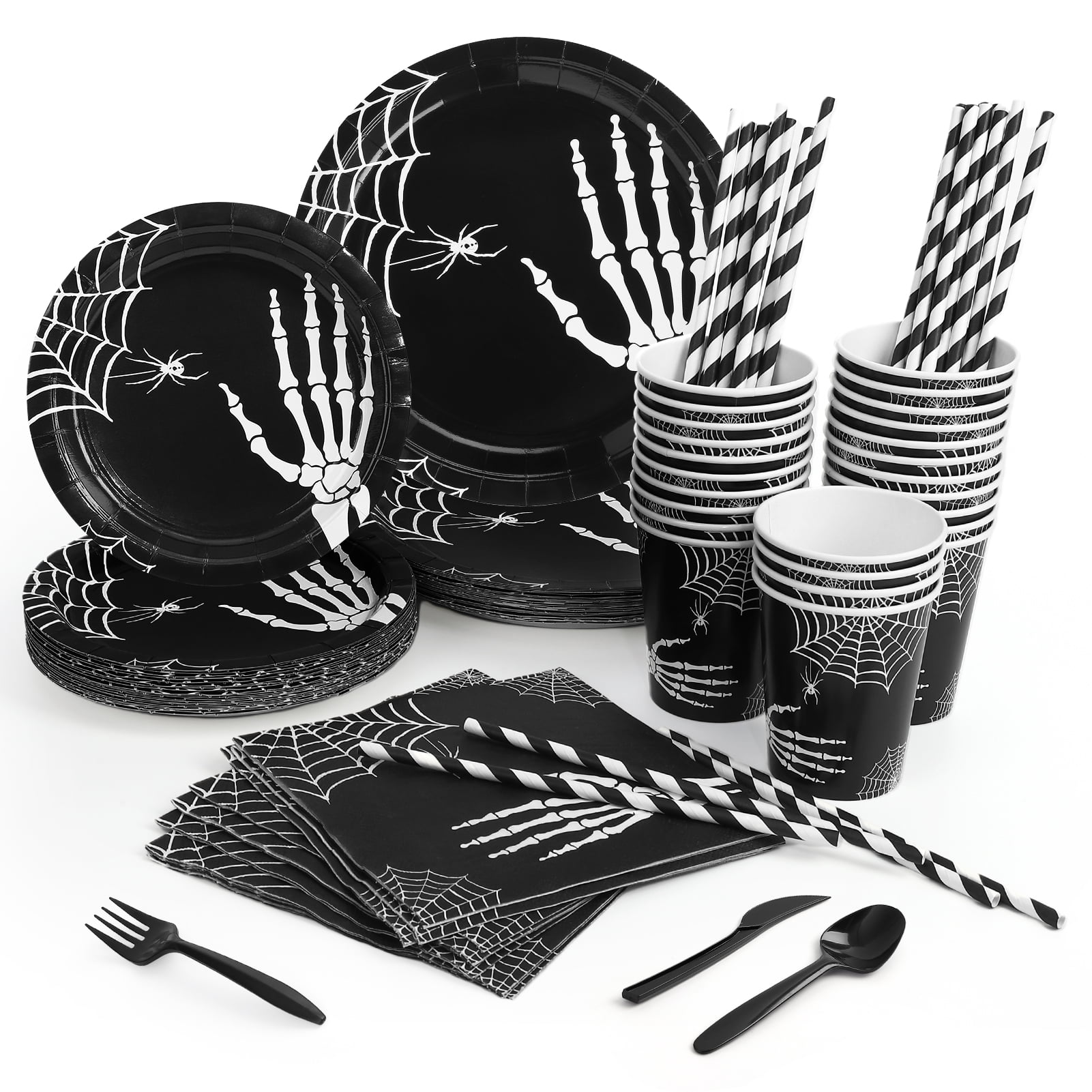 HELLONE 215 pcs Halloween Party Supplies Dinnerware Set of Paper Plates ...