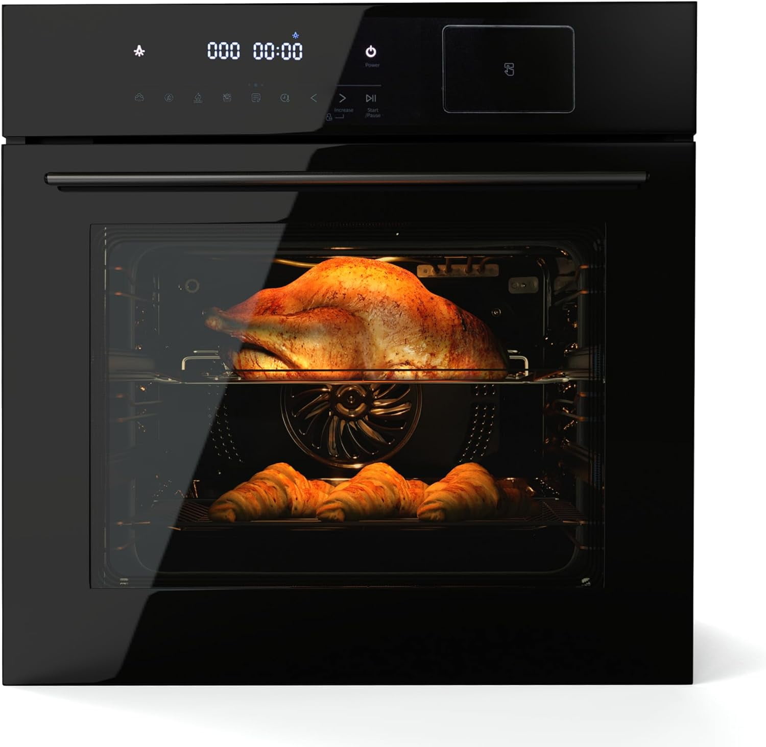 HELLONE 24 Inch Single Wall Oven, 70L Capacity 3000W Built-In Electric ...