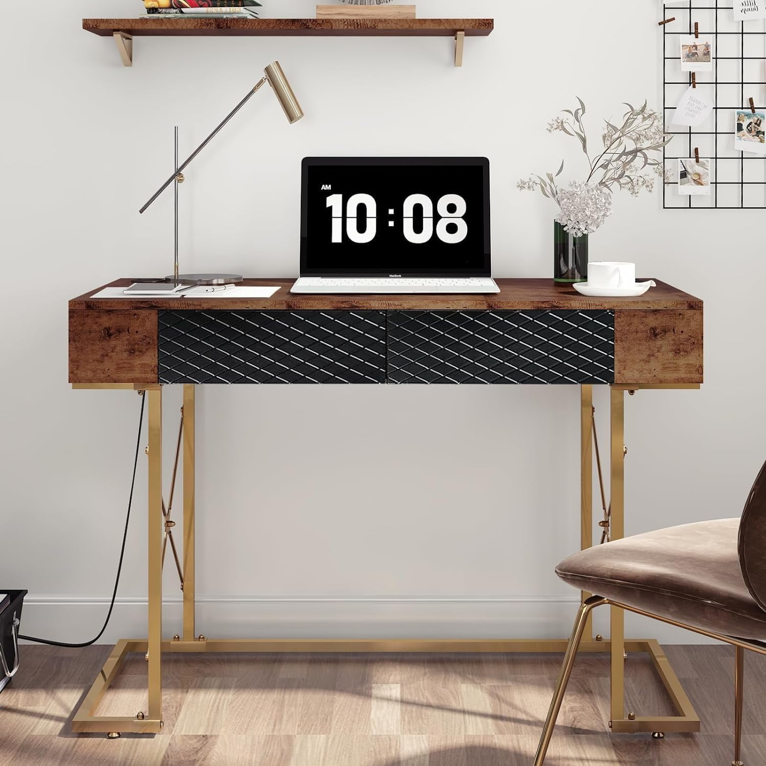 HELLONE 42'' Home Office Desk, Computer Desk with Storage Drawers ...