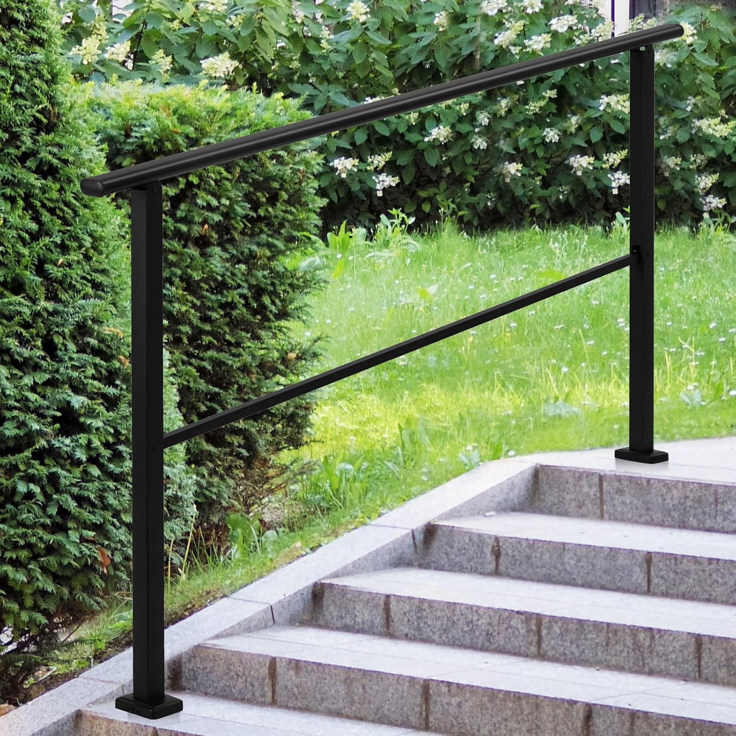 HELLONE 5 Step Handrails for Outside Stairs, Metal Stair Railing with ...