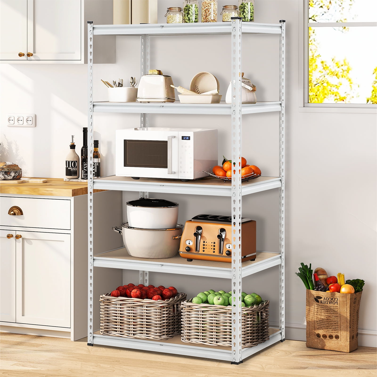 HELLONE 5-Tier Utility Shelves, 71" Metal Garage Storage Shelves Unit ...