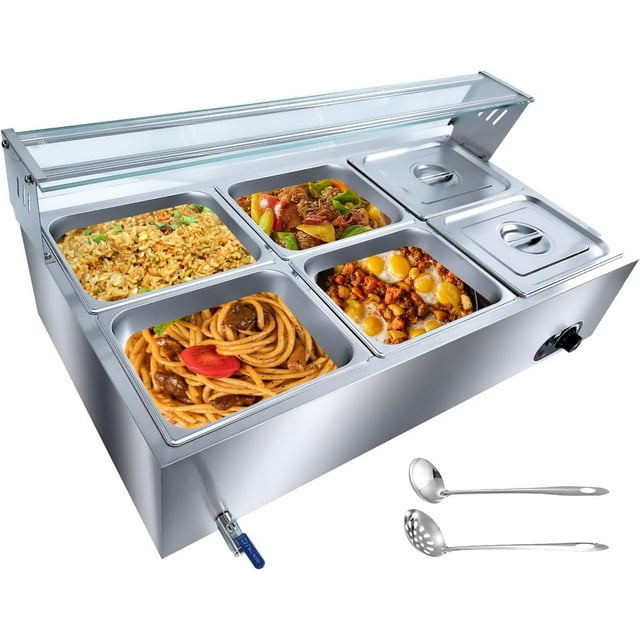 HELLONE 6-Pan Commercial Food Warmer, Electric Steam Table 12QT/ Pan ...