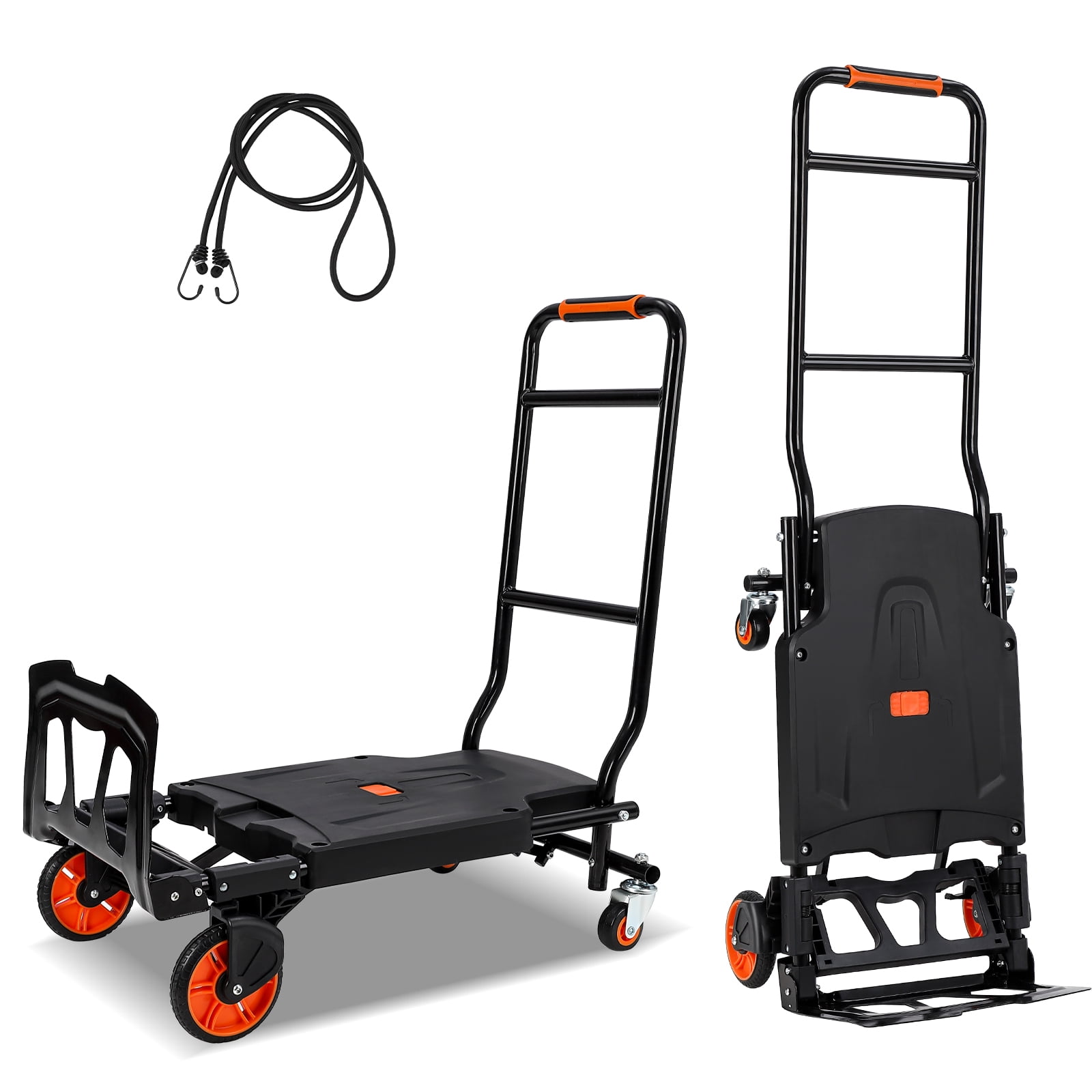HELLONE Folding Hand Truck, 2 in 1 Dolly Cart with 330 LBs Capacity ...
