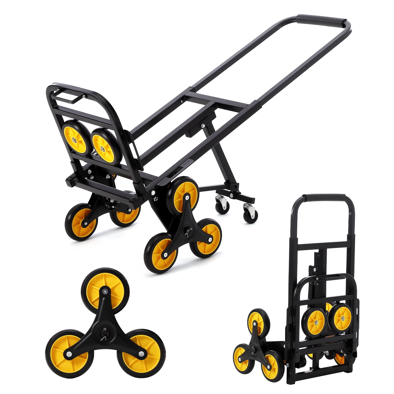 HELLONE Portable Stair Climbing Hand Truck, Yellow, Heavy-Duty Luggage ...