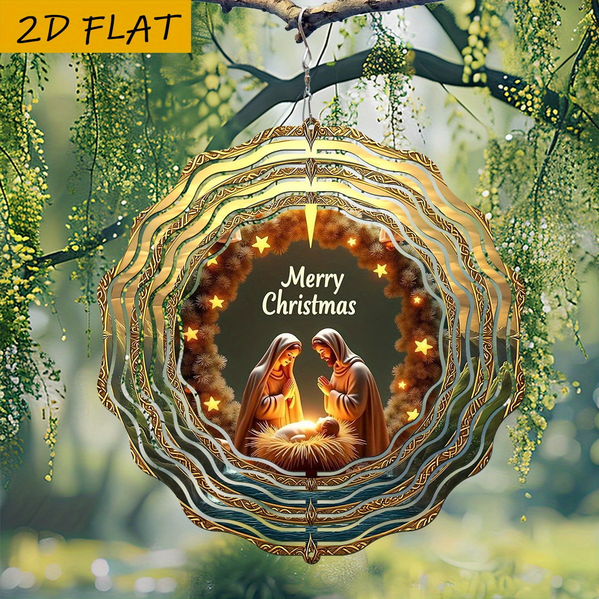 HELLOYOUNG 10inch Christmas Hanging Decoration - Mary & Jesus Religious ...