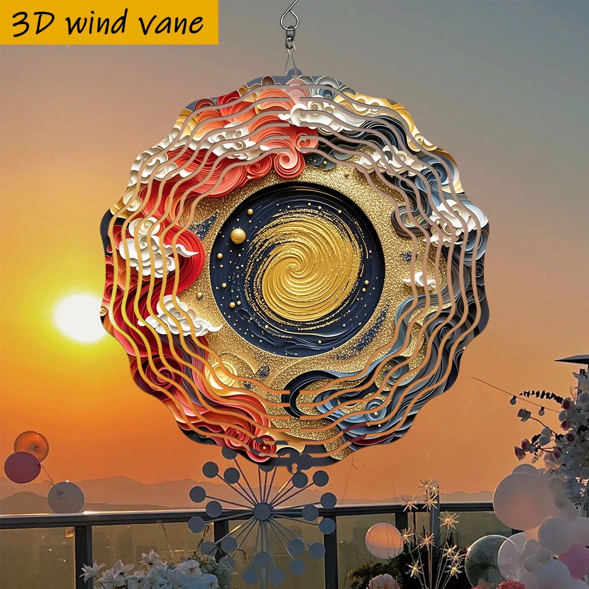 HELLOYOUNG 10inch Golden Swirl Surrounding Colorful Clouds Flowing Wind ...