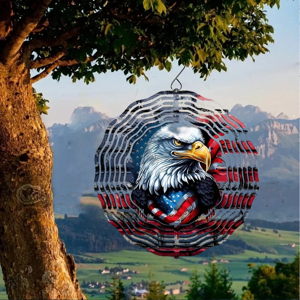 HELLOYOUNG 10inch Kinetic Garden Art Sign Eagle Craft Spinner Hanging ...