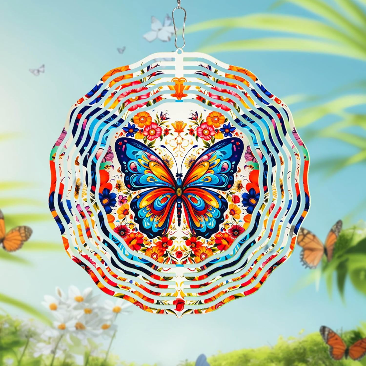 HELLOYOUNG 10inch Mandala Wind Spinner Vibrant Colors Red Cardinal Wind ...
