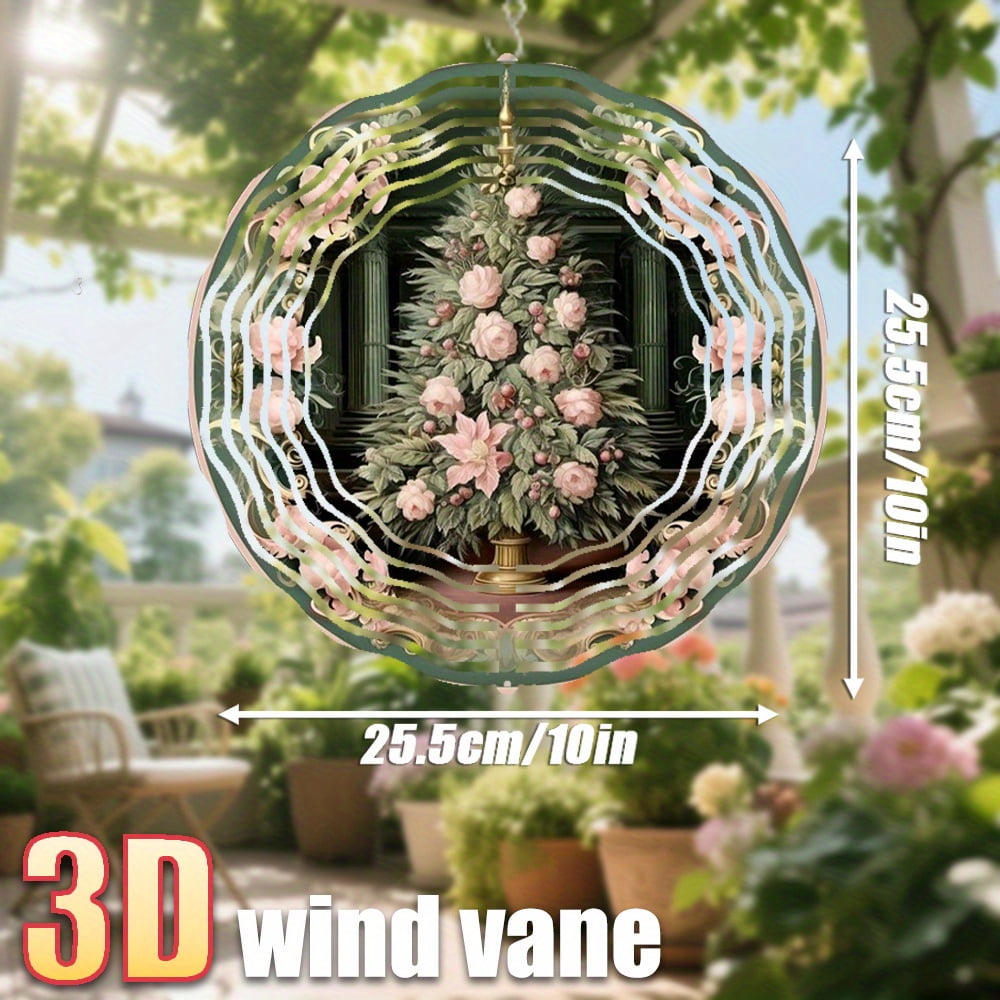 HELLOYOUNG 10inch Retro Pink Floral Christmas Tree with Rotating 360 ...