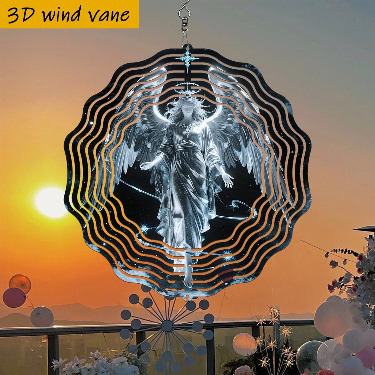 HELLOYOUNG 10inch Silvery Angel Floating Starry Sky Creative Wind ...