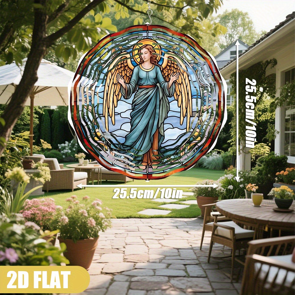 HELLOYOUNG 10inch Stained Angel Window Art Metal Wall Decor Creative ...