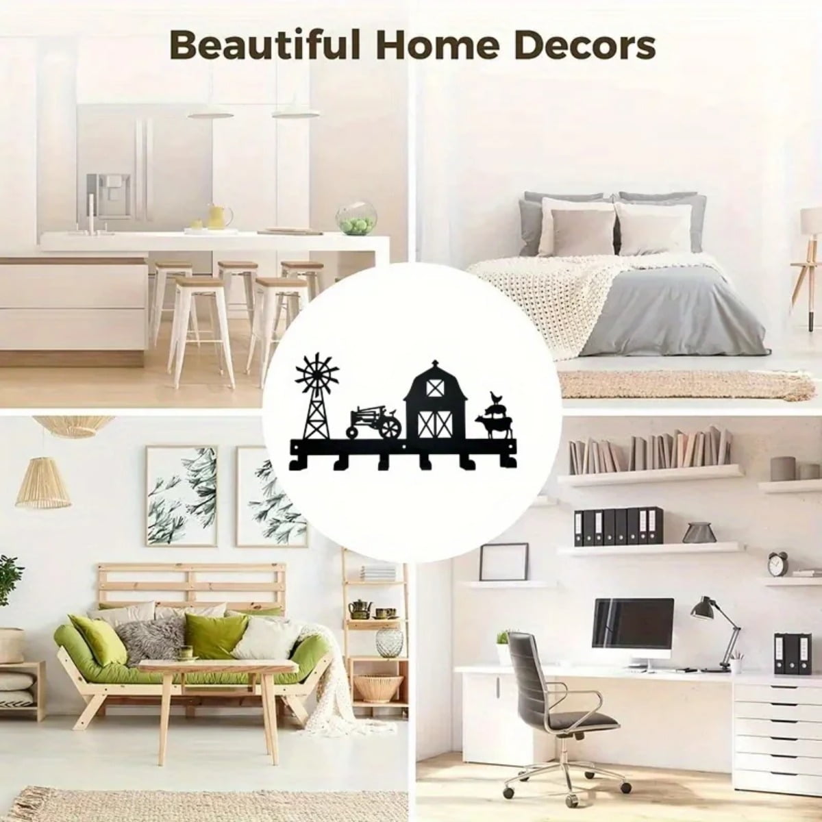 HELLOYOUNG 11.57- Inch Eco - Friendly Windmill Key Rack – Farmhouse ...