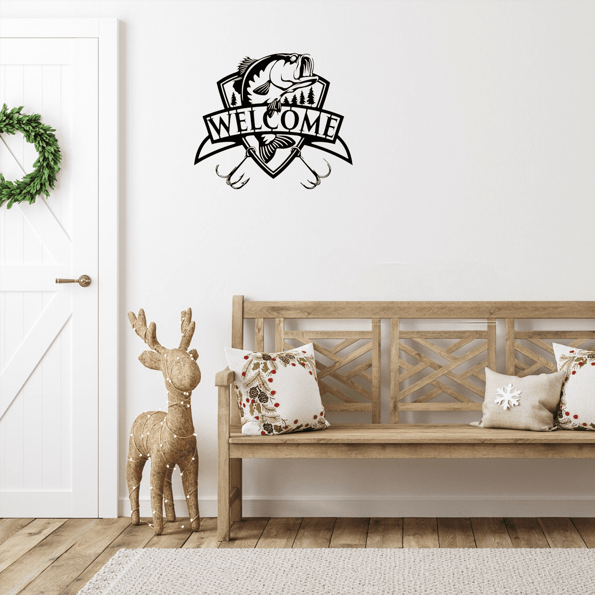 HELLOYOUNG 11.8 Inch Modern Metal Wall Hanging Art Fishing Stake – Tiki ...