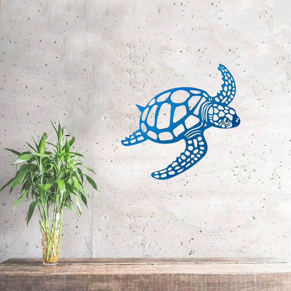 HELLOYOUNG 11.81 - Inch Art of Murals-Inspired Sapphire Iron Sea Turtle ...