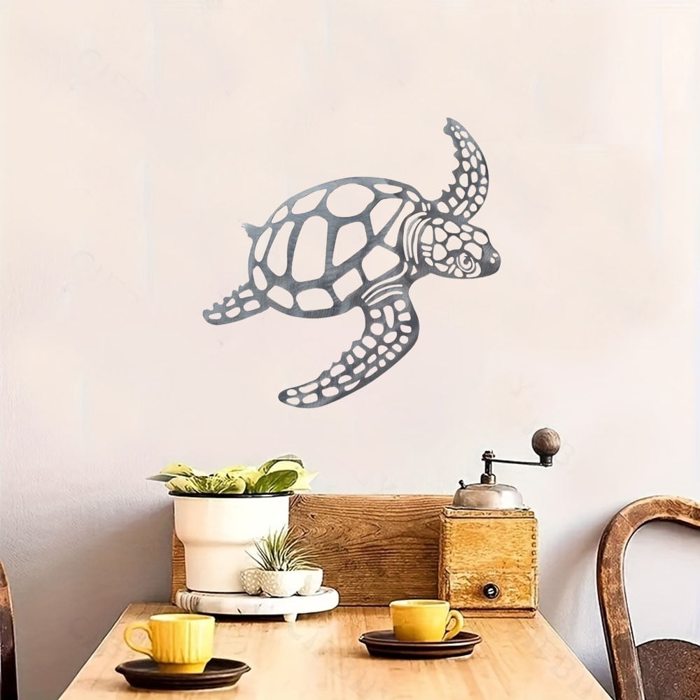 HELLOYOUNG 11.81 - Inch Art of Murals-Inspired Silver Iron Sea Turtle ...