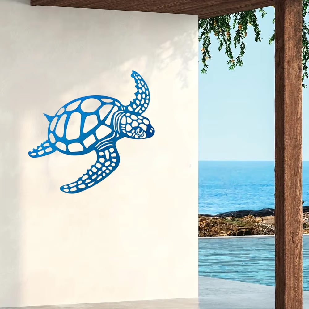 HELLOYOUNG 11.81 - Inch Baby Blue Iron Sea Turtle Wall Hanging Metal ...