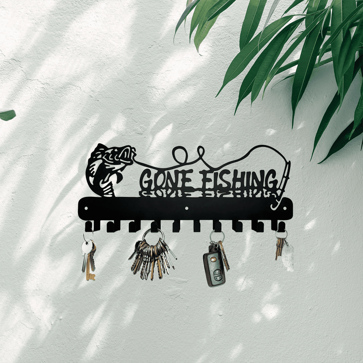 Fishing Rod Eco-Friendly Multi-Hook Painting Wall Hooks Metal Art ...