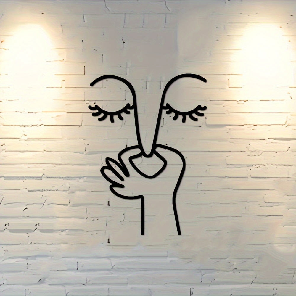HELLOYOUNG 11.81 Inch Whimsical Line Art Hands Holding Nose & Eyes ...