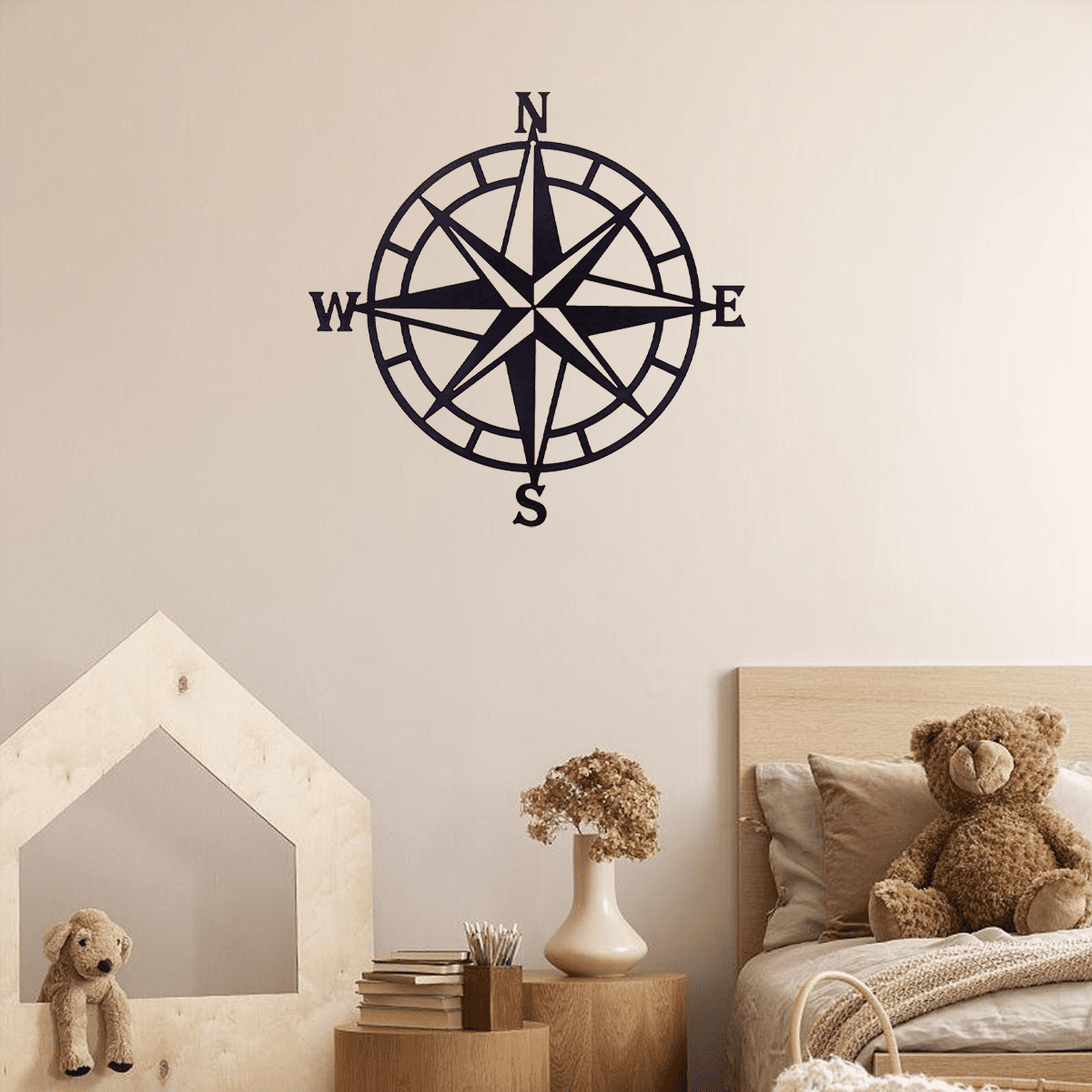 HELLOYOUNG 11 inch compass iron Art Hanging hook Metal Wall Decoration ...