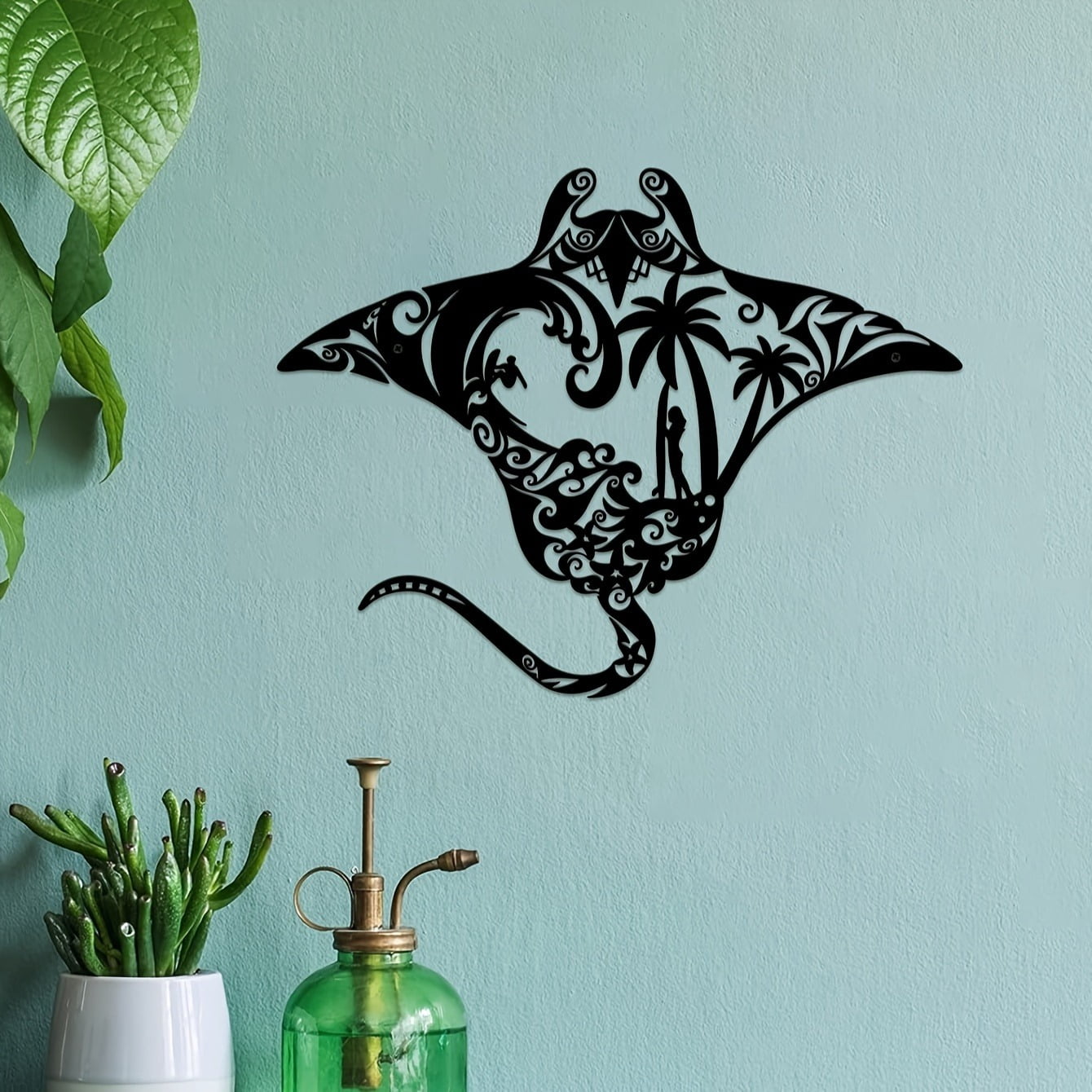 HELLOYOUNG 13.7 - Inch Eco Friendly Manta Ray Iron Painting Wall Art ...