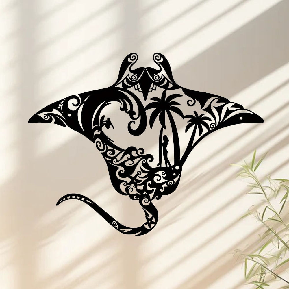 HELLOYOUNG 13.7 - Inch Tropical Island Manta Ray Iron Painting Wall ...