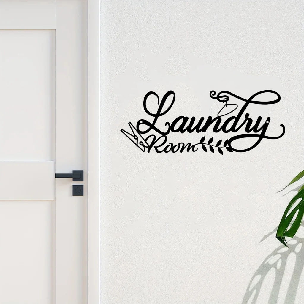 HELLOYOUNG 15.3 inch "Laundry Room" Metal Sign Wall Art Wall Decor ...