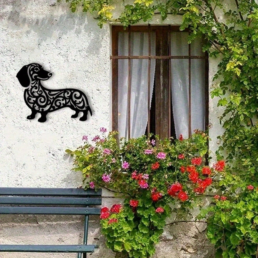 HELLOYOUNG 15.74 Inch Dachshund Dog Metal Wall Decor Playful Pet ...