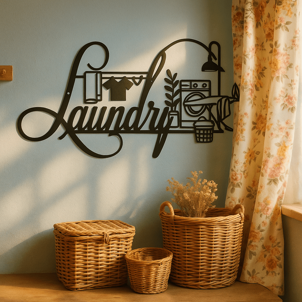 HELLOYOUNG 15x9 Inch Charming Laundry Room Metal Banners Rustic ...