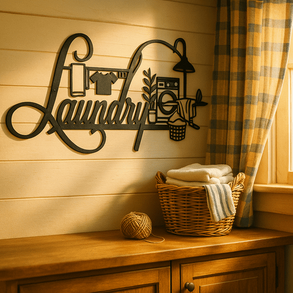 HELLOYOUNG 15x9 Inch Laundry Wall Sculptures Decorative Plates Rustic ...