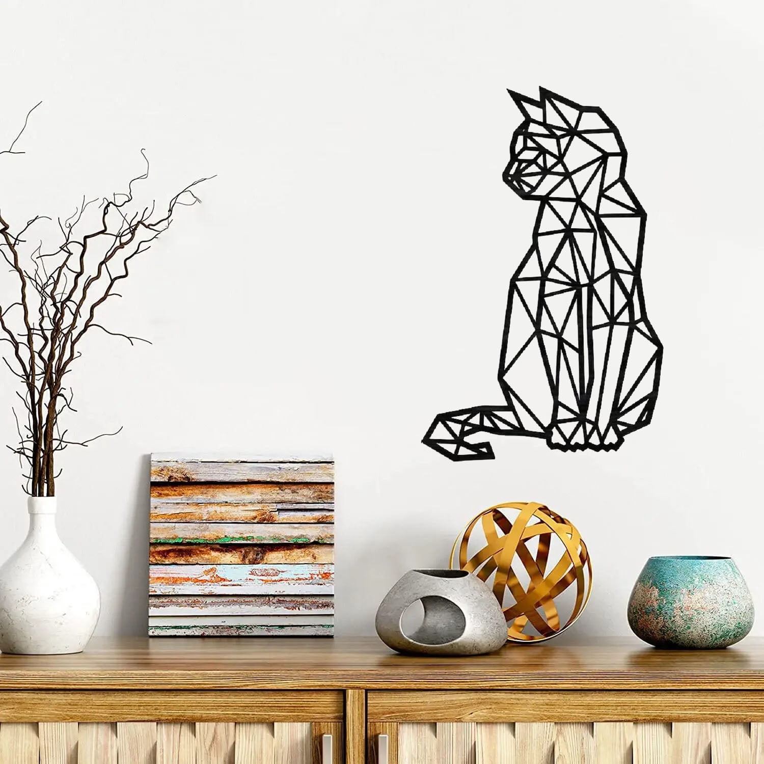 HELLOYOUNG 18.1 inch cat hanging Metal hook Decoration Wall Decals Wall ...