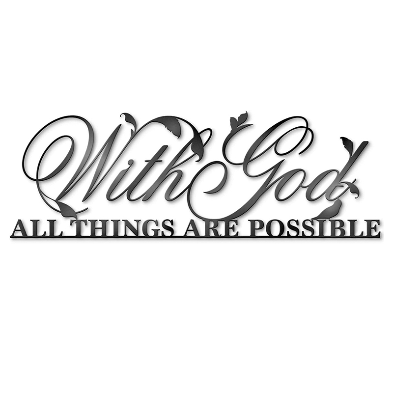 HELLOYOUNG 18"X6" With God All Things Are Possible Sign Metal Religious ...