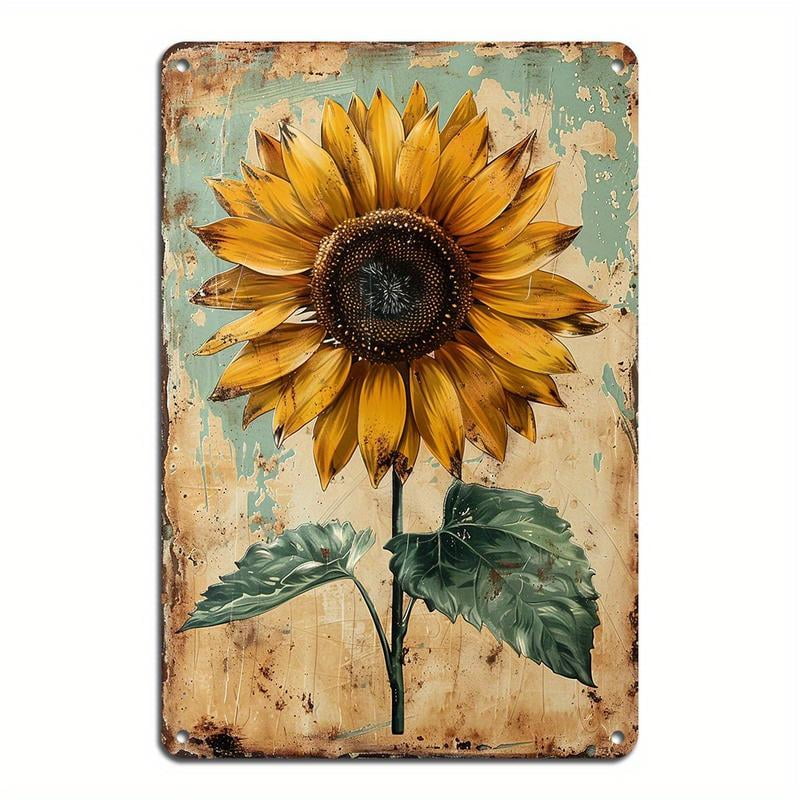 HELLOYOUNG 1pc Vintage Sunflower Metal Tin Sign - Rustic Farmhouse ...