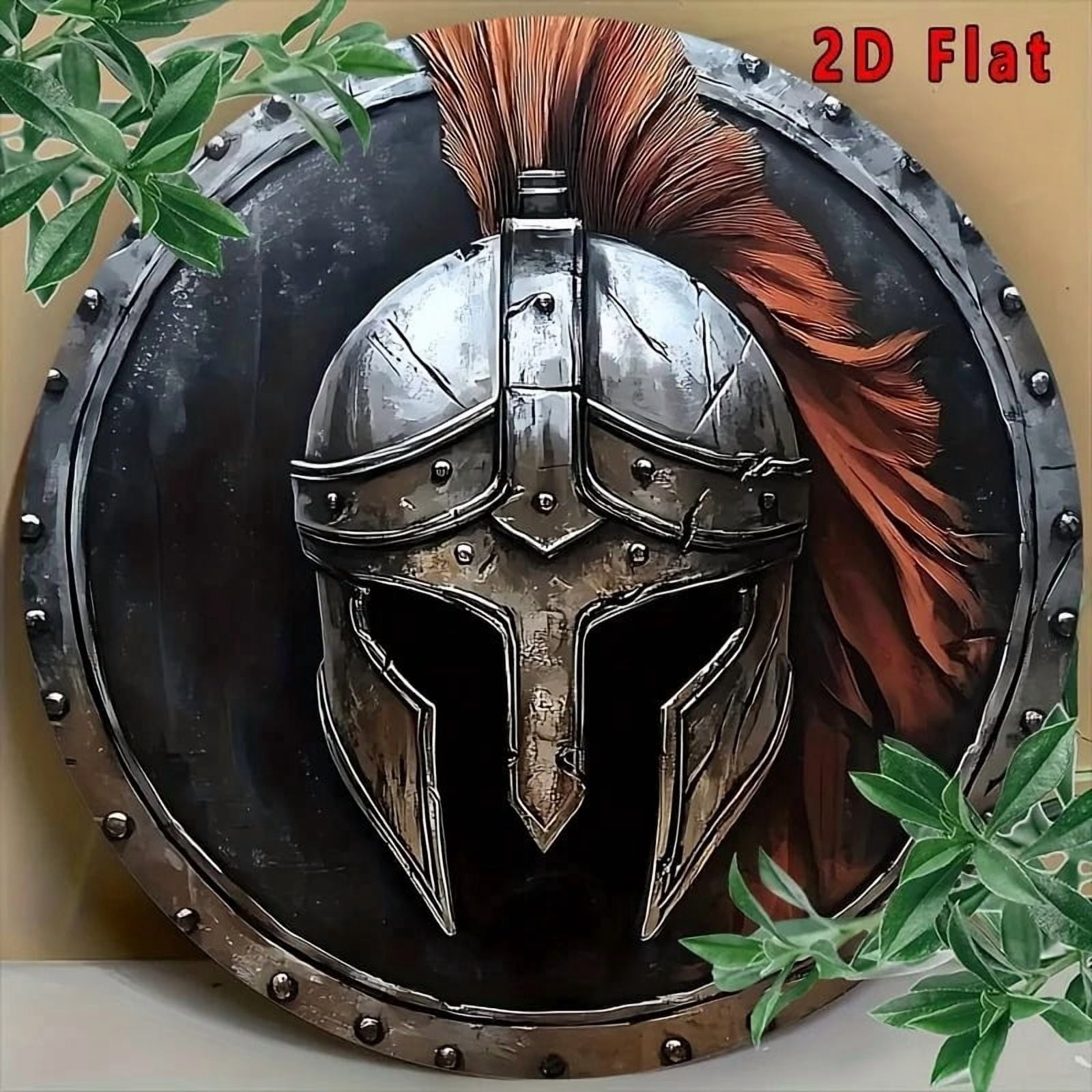 HELLOYOUNG 2D Metal Sign Vintage Spartan Helmet 8x8 Inch Round Aluminum ...