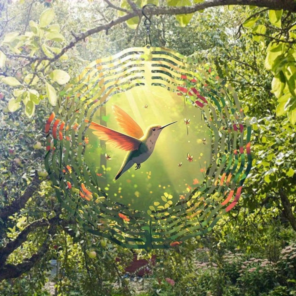 HELLOYOUNG 3D Hummingbird Wind Chimes Metal Outdoor Wind Spinner for ...