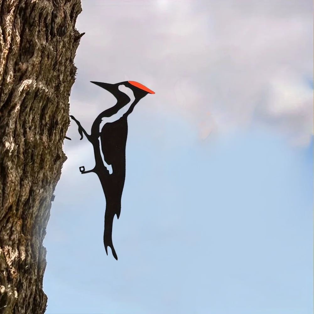 HELLOYOUNG 9.06 Inch Woodpecker Iron Tree Insert – Metal Wall Decor ...