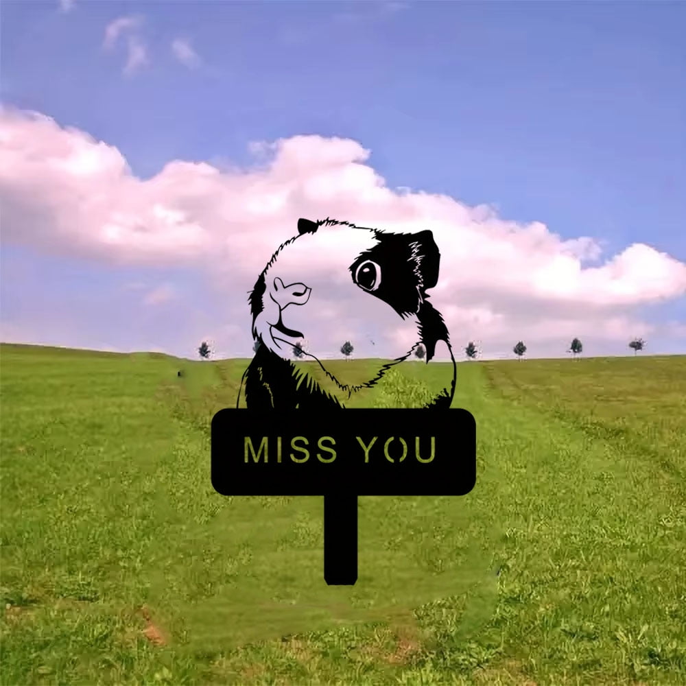 HELLOYOUNG 9.8- Inch Rustic Metal "MISS YOU" Pet Memorial Stake Guinea ...