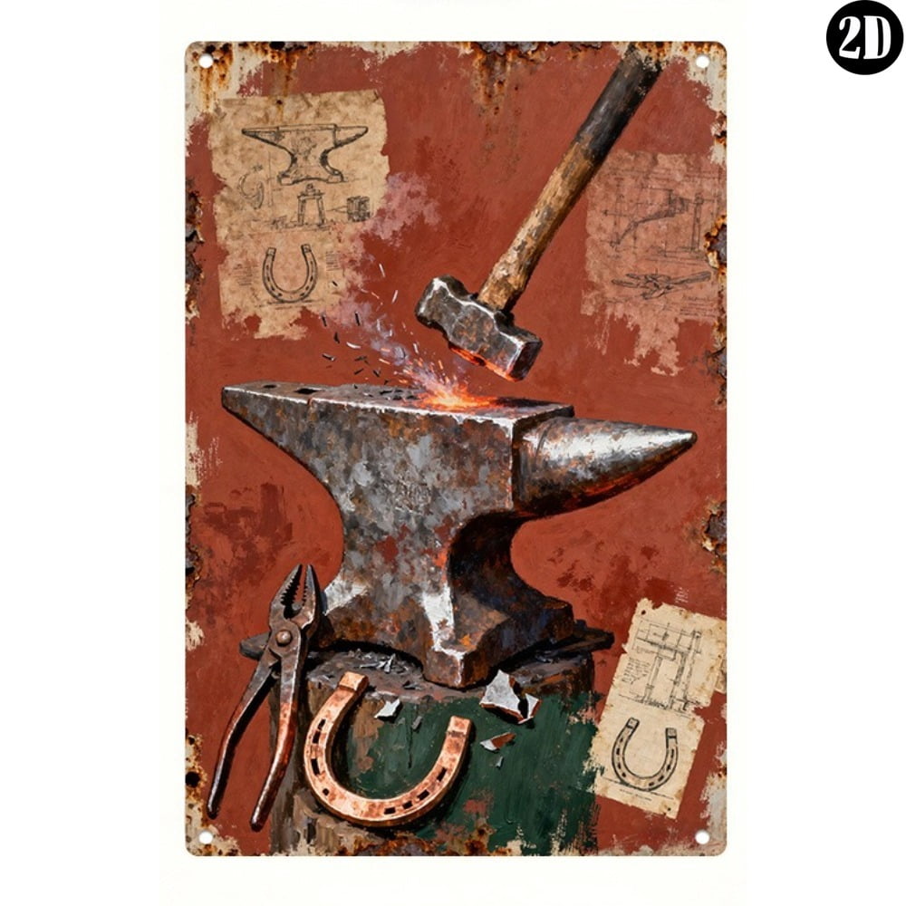 HELLOYOUNG Blacksmith Anvil Metal Sign Vintage Iron Wall Decor Forge ...
