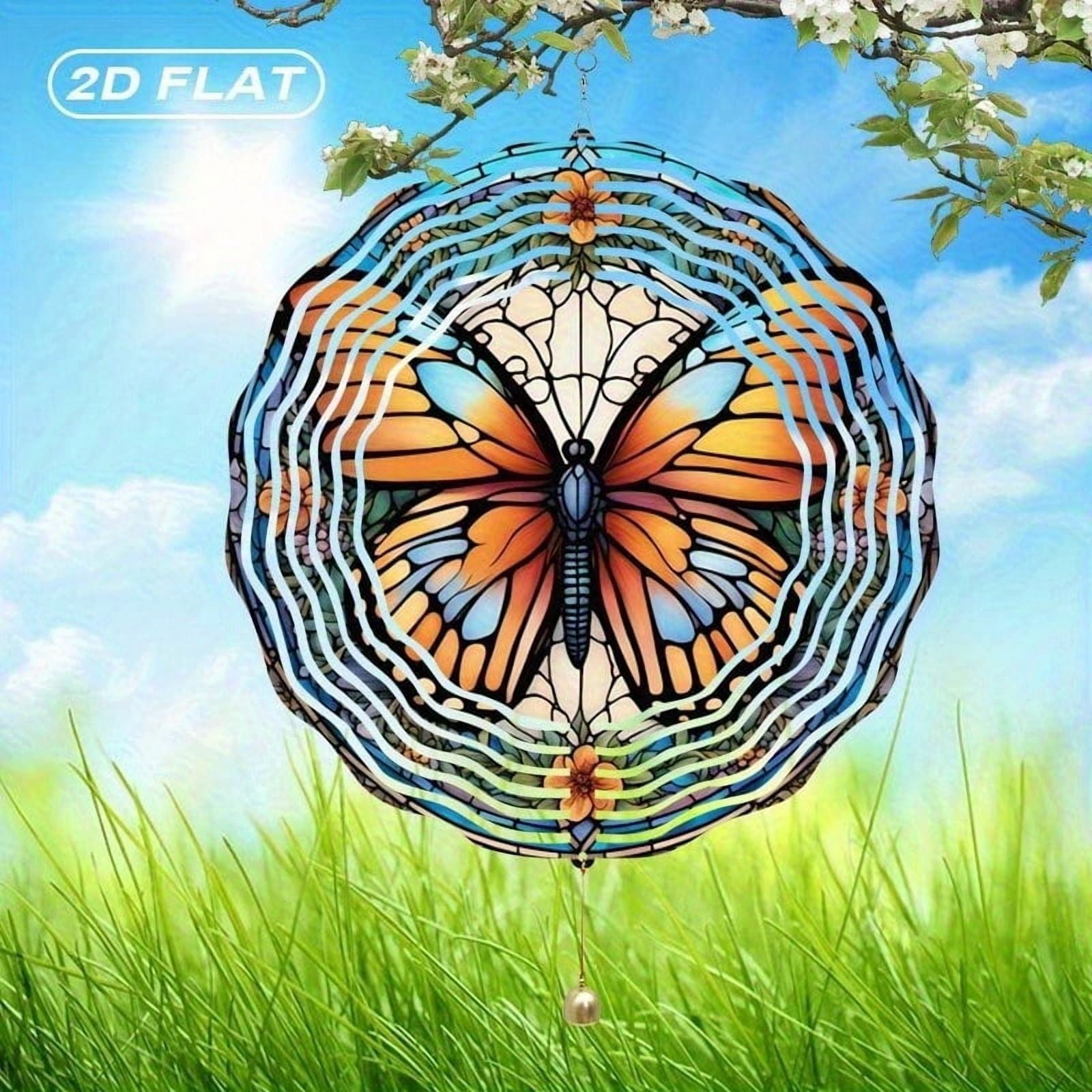 HELLOYOUNG Bohemian Metal Butterfly Wind chimes, 10" 2D Flat Wall Decor ...