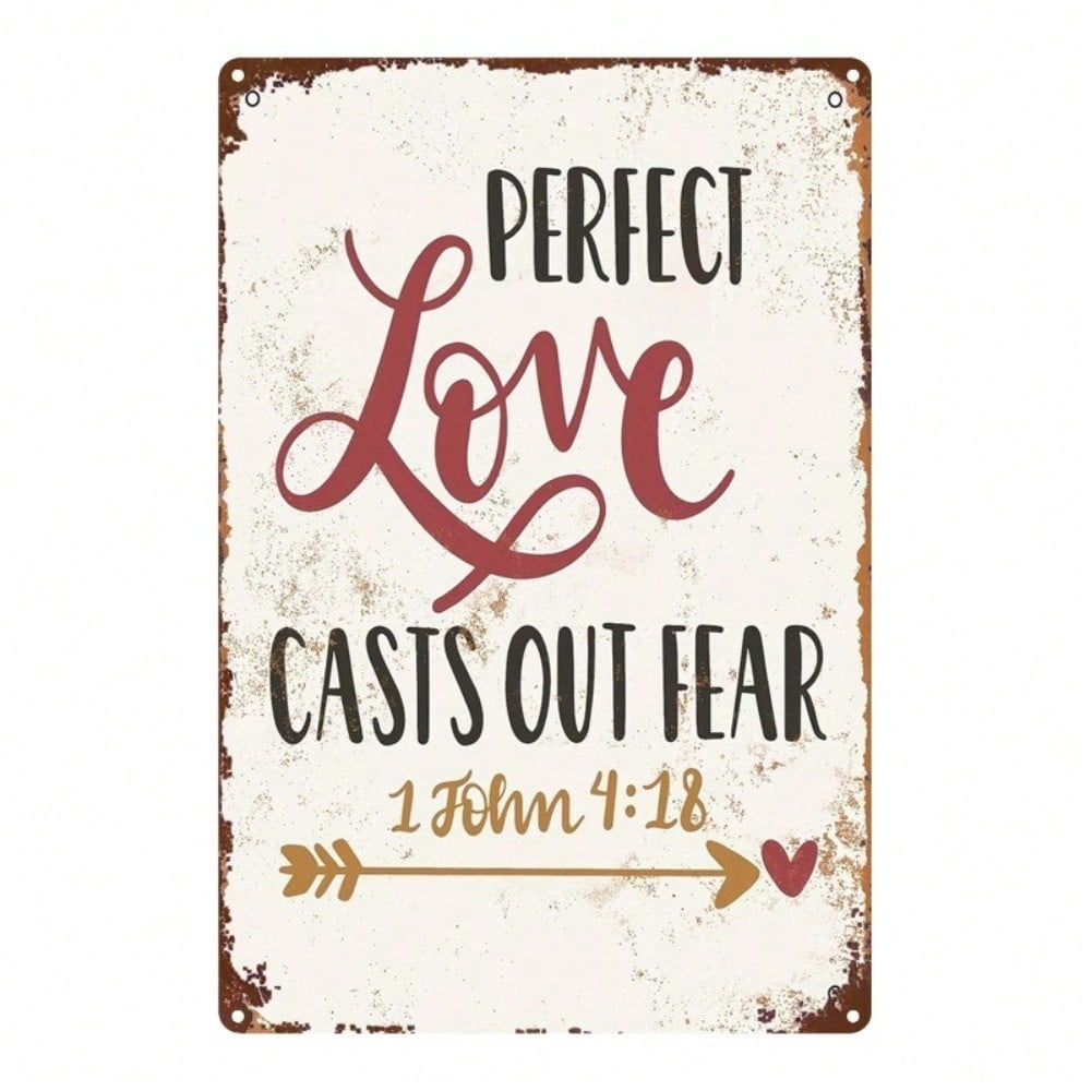 HELLOYOUNG Christian Metal Sign Bible Verse Wall Decor 'Perfect Love ...