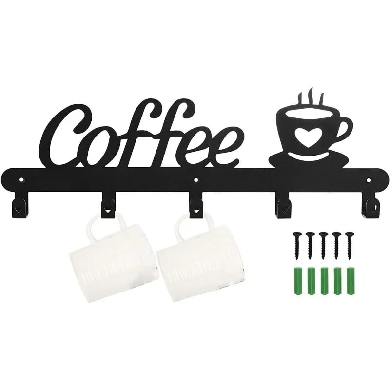 HELLOYOUNG Coffee Mug Holder Wall Mounted Metal Coffee Mug Rack for ...