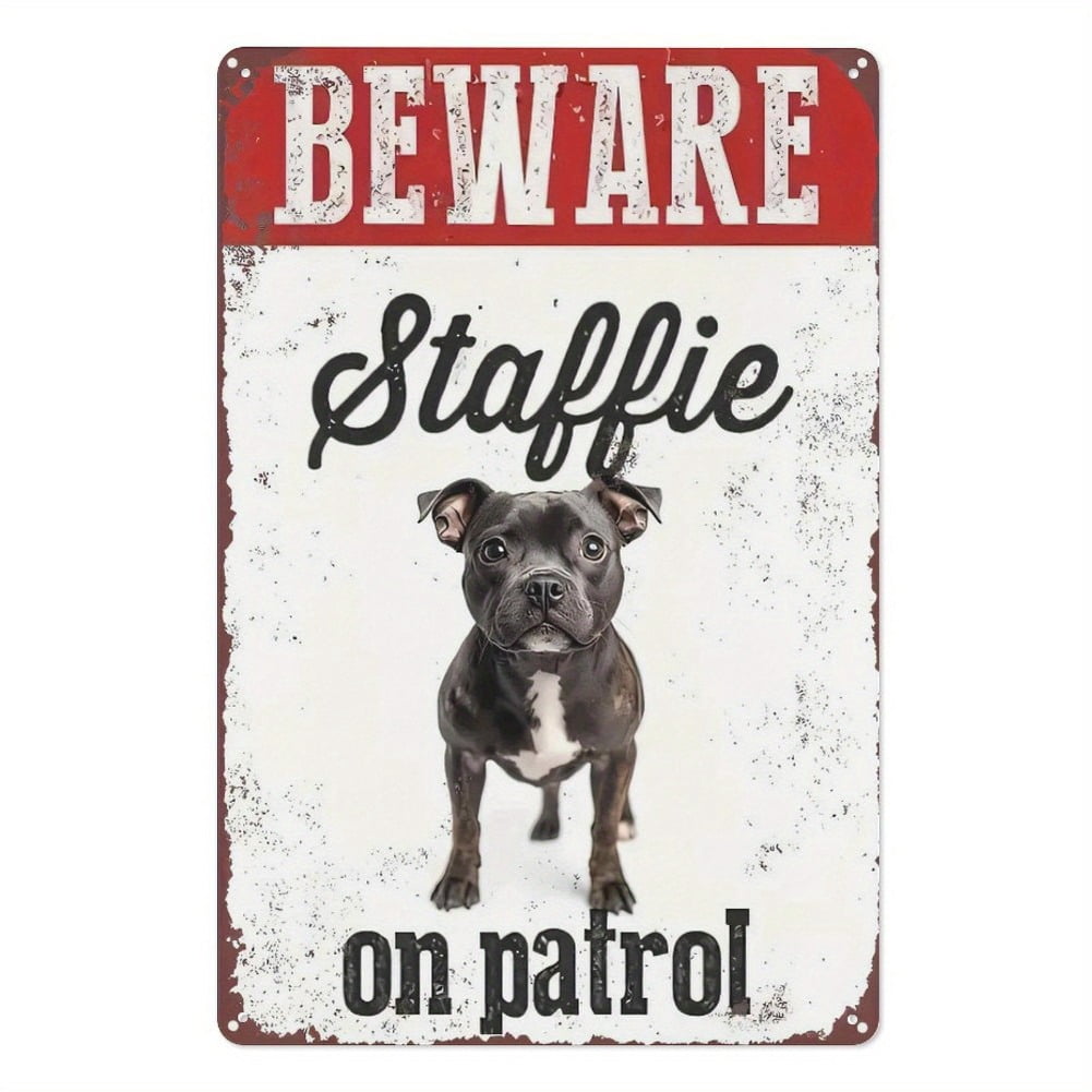HELLOYOUNG Funny Staffordshire Bull Terrier Dog Patrol Sign - Beware of ...