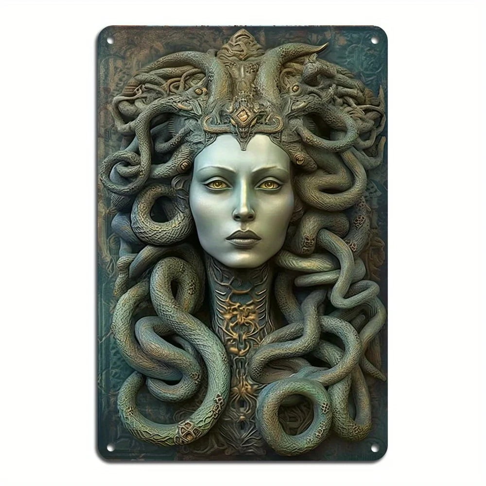 HELLOYOUNG Gorgeous Medusa Wall Art: Stunning Gorgon Tin Sign with ...