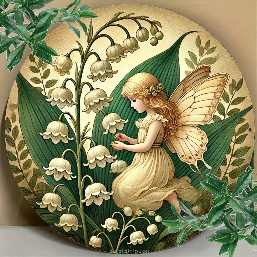 HELLOYOUNG Lily of The Valley Metal Wall Art 8x8 Inch Round Tin Sign ...
