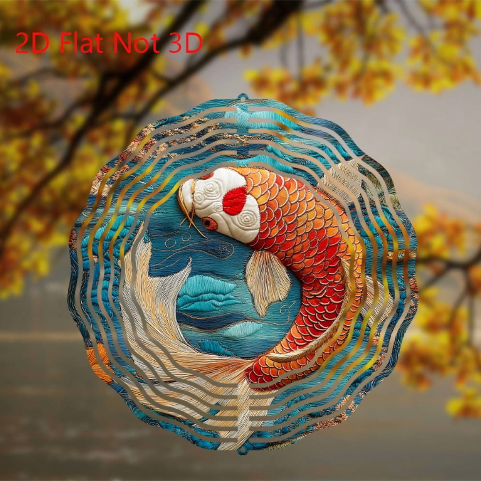 HELLOYOUNG Metal Koi Fish Wind Spinners Sculpture, Vibrant Colorful ...
