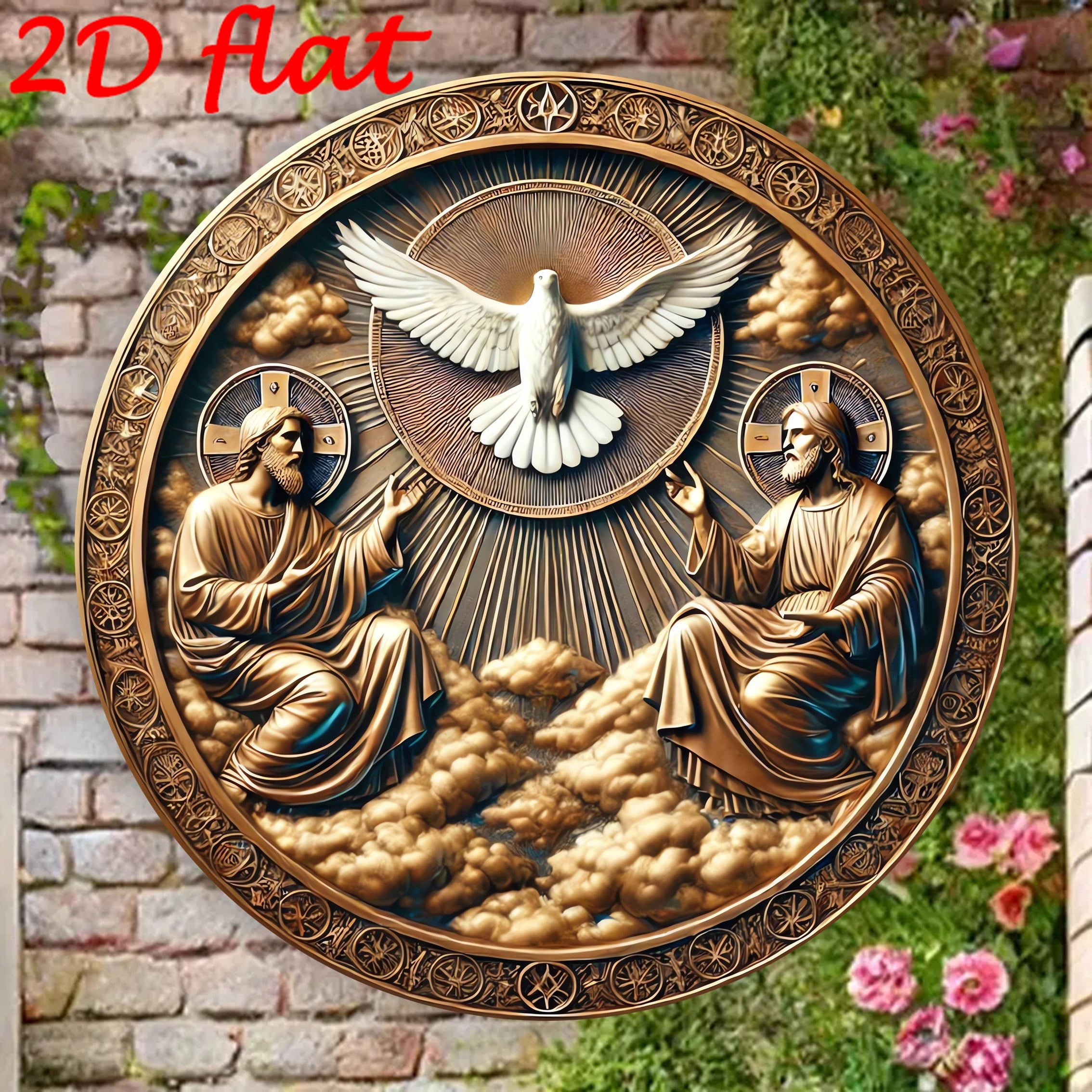HELLOYOUNG Metal Wall Art Decor 2D Iron Sign, Religious Holy Trinity ...