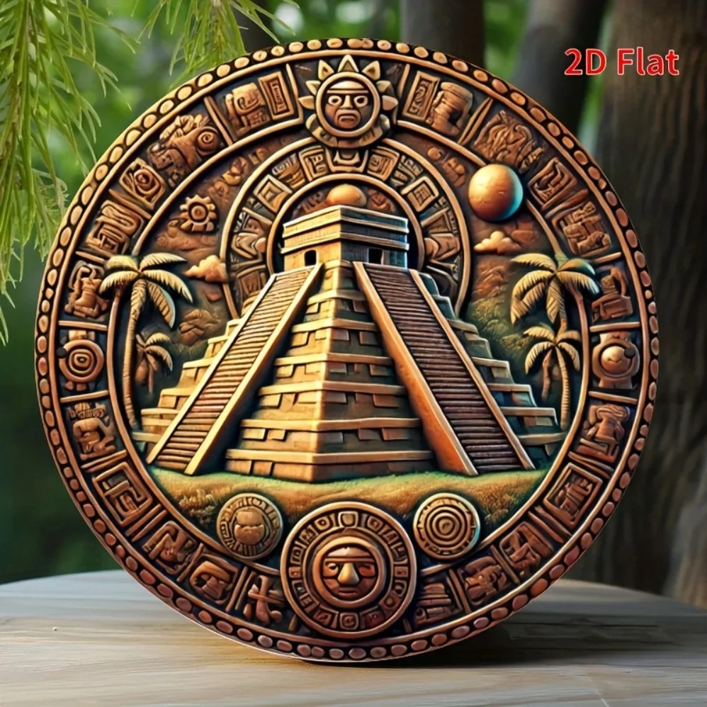 HELLOYOUNG Metal Wall Decor, Ancient Mayan Metal Sign with Hieroglyphs ...