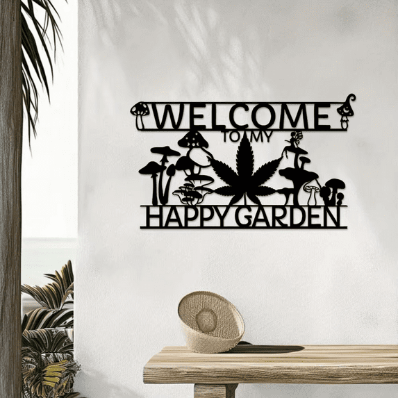 HELLOYOUNG Metal Welcome Sign Wall Hanging，Classic Happy Garden Decor ...