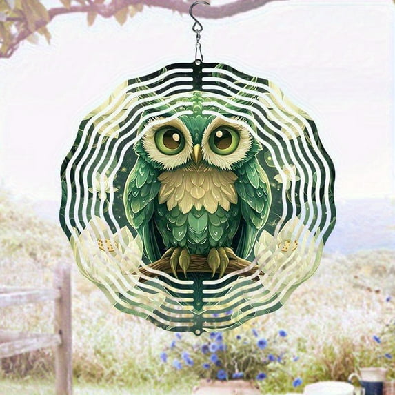 HELLOYOUNG Metal Wind Chime, Laser Owl Holographic Wind Chime Decor ...