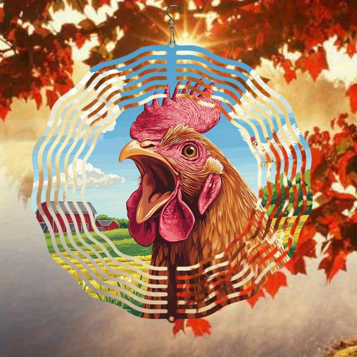 HELLOYOUNG Metal Wind Spinner Rooster Garden Decor Outdoor Patio ...