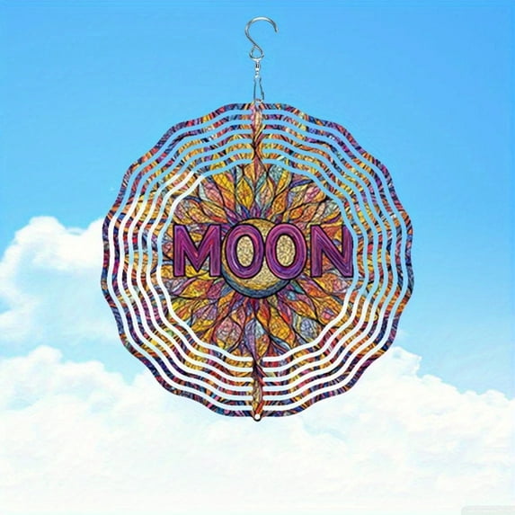 HELLOYOUNG Moon Wind Spinner Outdoor Decor 3D Metal Mandala Kinetic Art ...